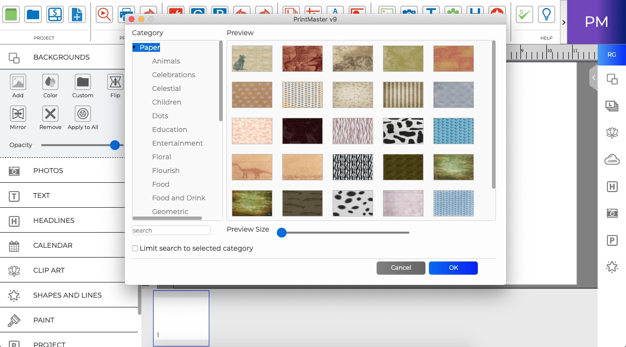 Backgrounds - PrintMaster v9 Userguide